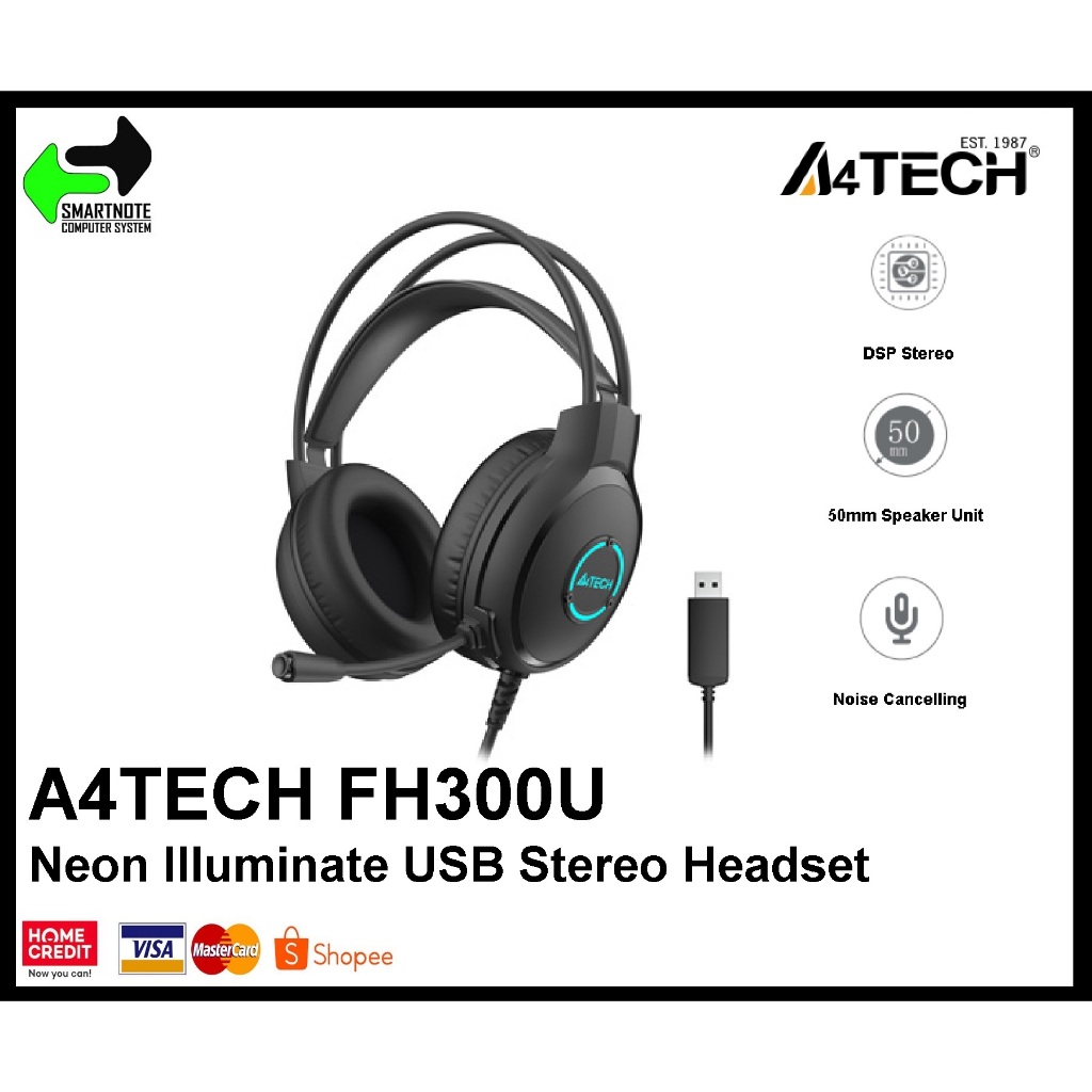 A4TECH FH300U Neon Illuminate USB Stereo Headset | Shopee Philippines