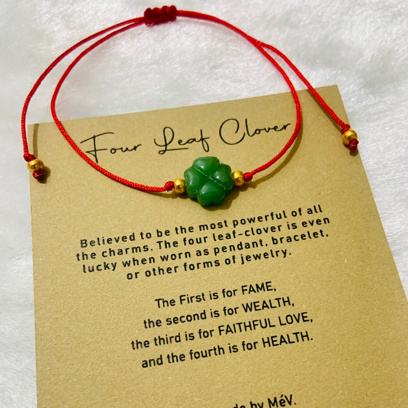 4 Leaf Clover String Bracelet Minimalist Fashionable Red String ...