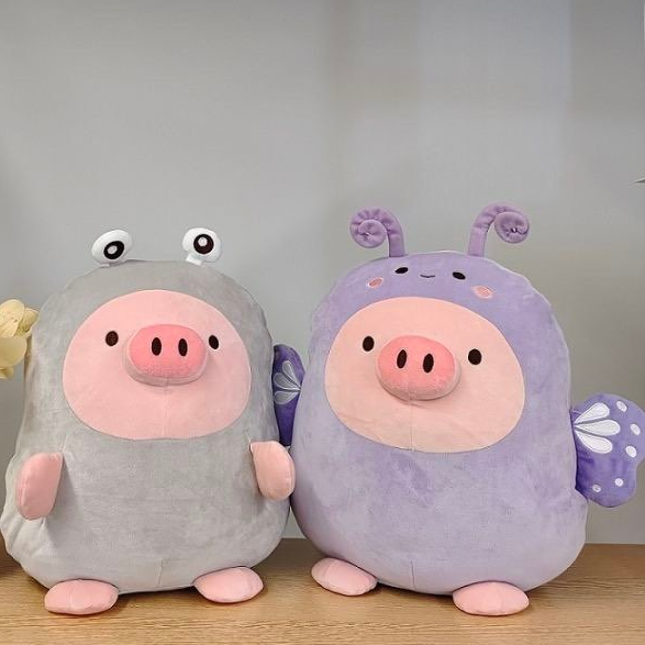 ️ PURPLE | GREY PIG 14in. Costume-Changing Plush Toy | STUFFED TOYS ...