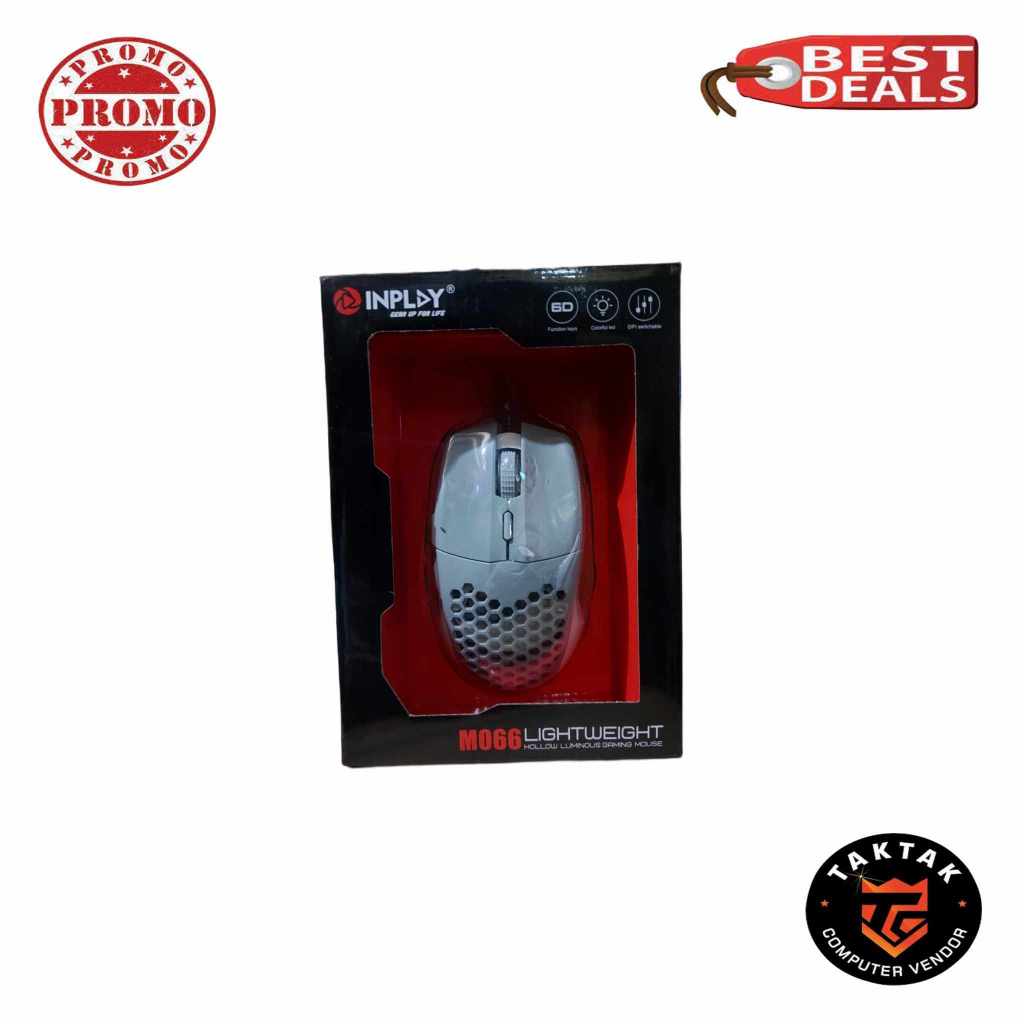 InPlay M066 Lightweight Hollow Luminous Gaming Mouse White Grey ...