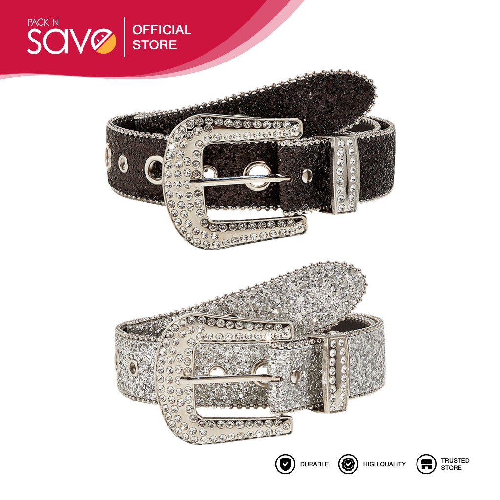 PNS COD Shinning Rhinestone Belts Women PU Leather Western Y2K Girls ...