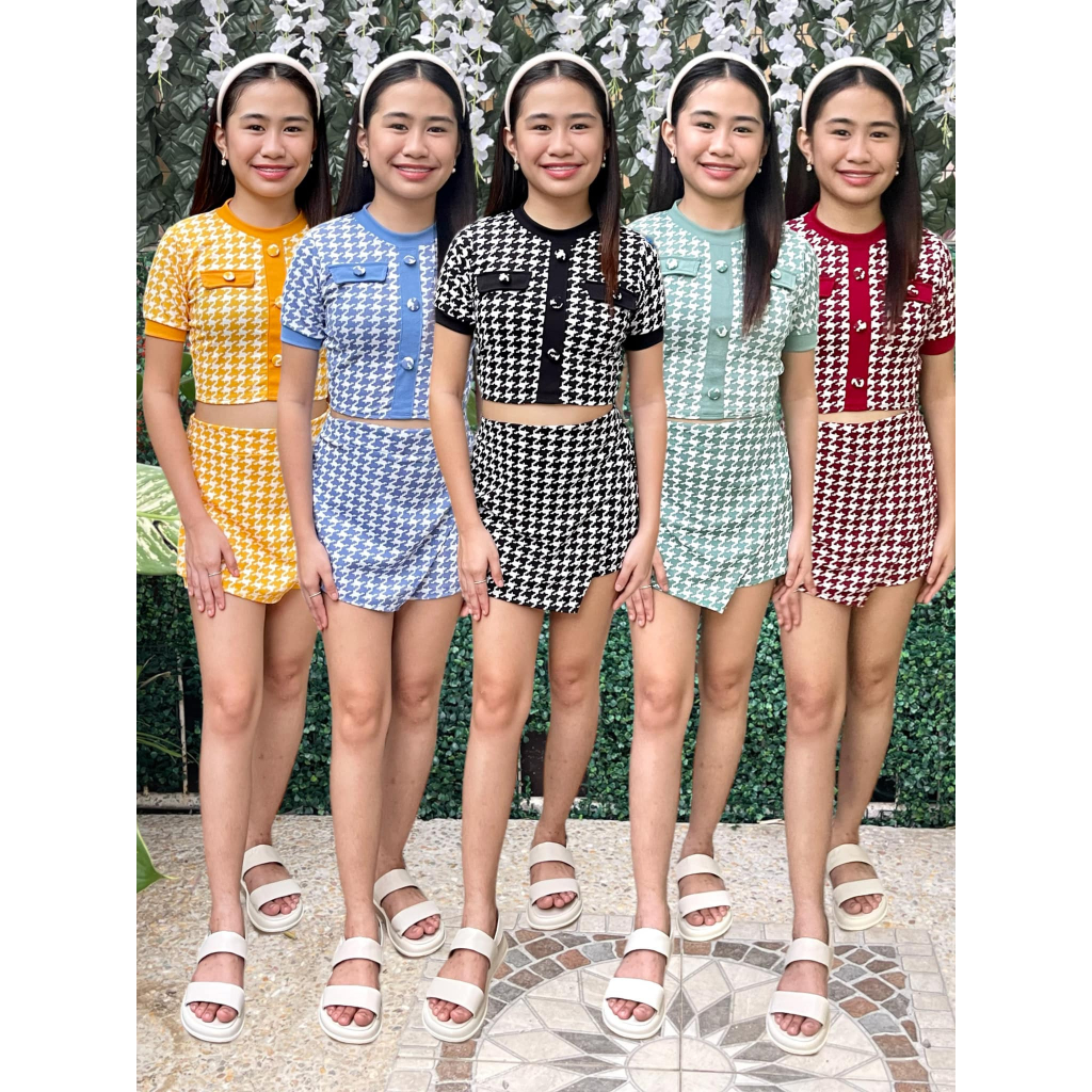 Jazzbaby pre teens crop top with skirt checkered teens ootd | Shopee ...
