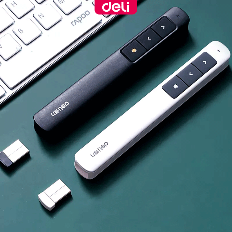 Deli Plug And Play Laser Pointer USB Pointer Wireless Presenter 100m ...