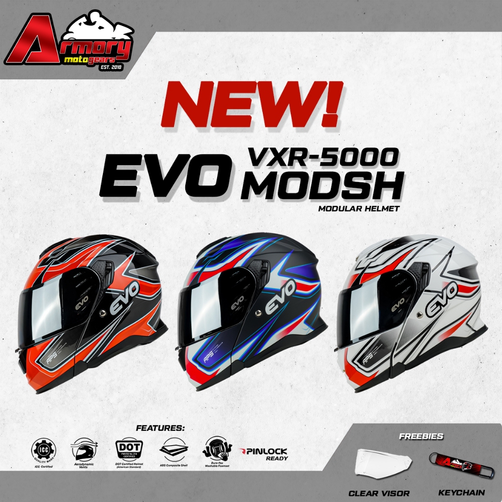 EVO VXR-5000 MODSH Modular Dual Visor With Free Clear Lens | Shopee ...