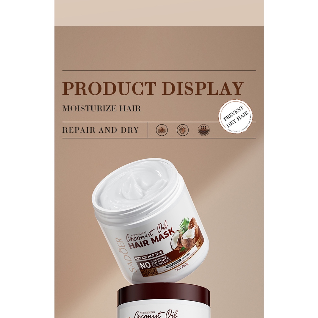 Sadoer Nourishing Coconut Oil Repair Hair Mask 500g | Shopee Philippines