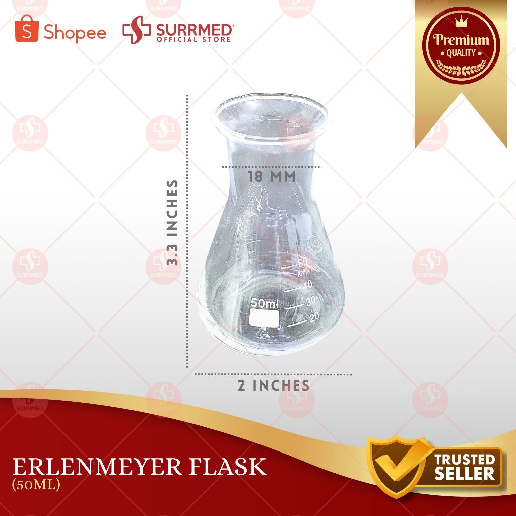 SURRMED ERLENMEYER FLASK WIDE-MOUTH (50ML) | Shopee Philippines