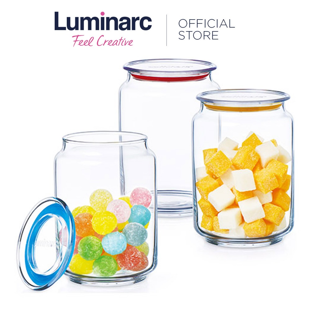 Luminarc Q0190 Festival Rondo 3pc 0.75 Liter Jar Set Glass Food Storage ...
