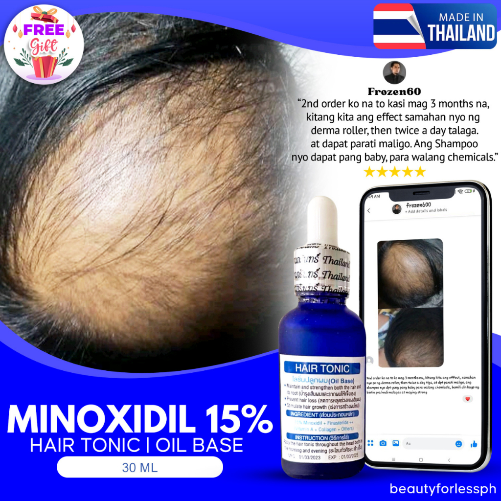 AUTHENTIC WITH THAILAND SEAL! Minoxidil 15% HAIR TONIC HAIR GROWER Authentic Made in Thailand ...