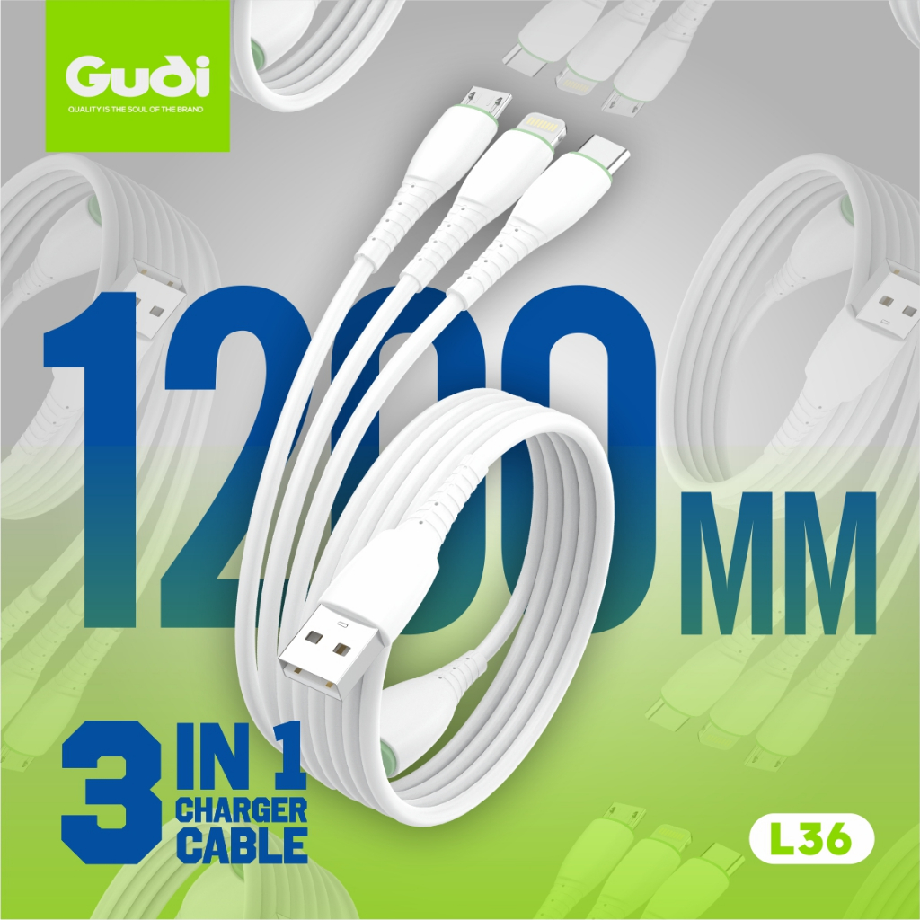 FFSHOP New Gudi Cable L36 Fast Cable Charger 3in1 2.4A Cable Only For ...