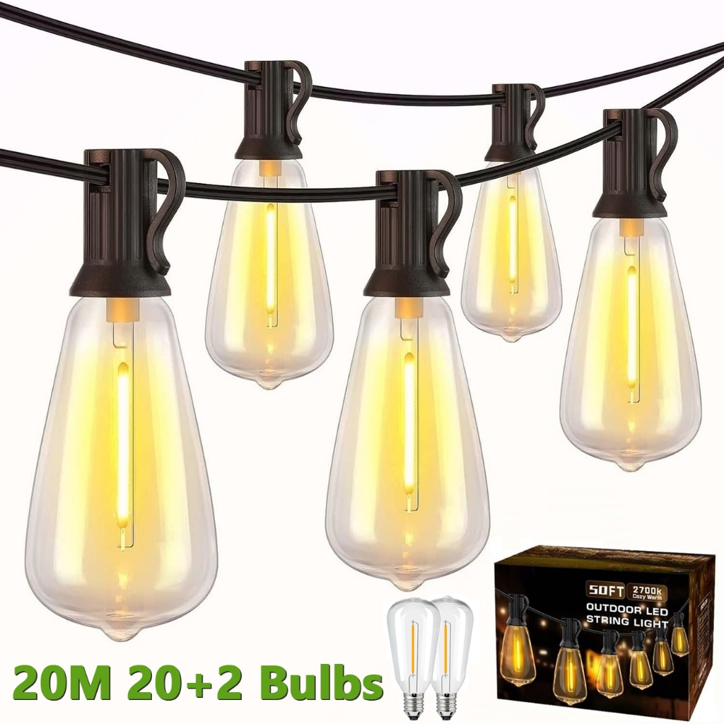10/15M ST38 LED String Lights Waterproof Patio Light Garden LED Wedding Fairy Decoration Cafe ...