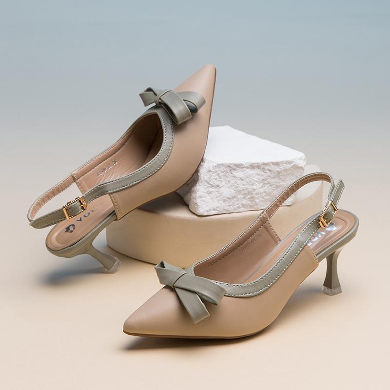 VDEN Pointed Stiletto Heels Mid Heel (2INCH) New Korea Women Shoes Bow ...