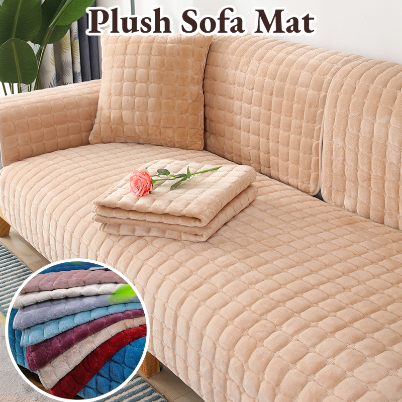 Flannel Sofa Cushion Plush Sofa Mat Universal Full Cover Non-slip ...