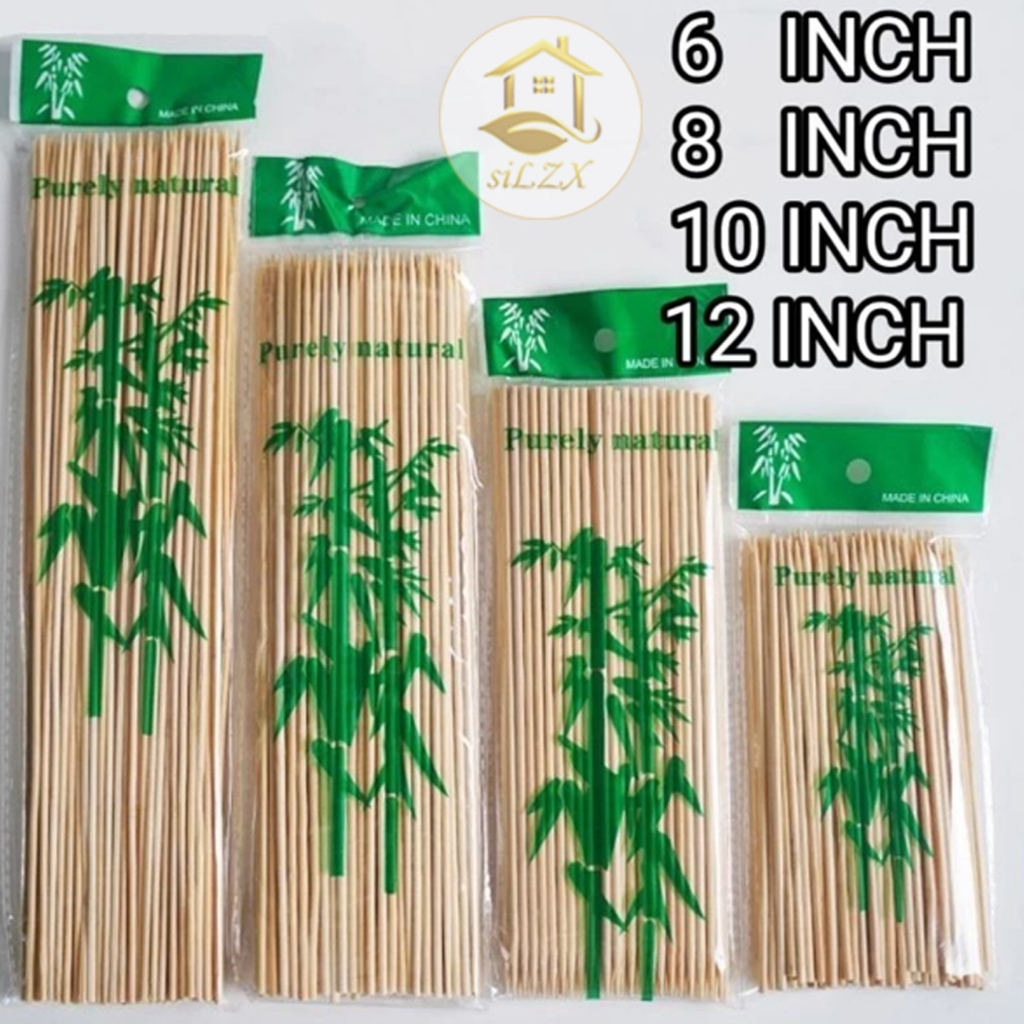 100pcs Bamboo Sticks Sturdy Disposable Barbecue Fruit Wood Sticks ...