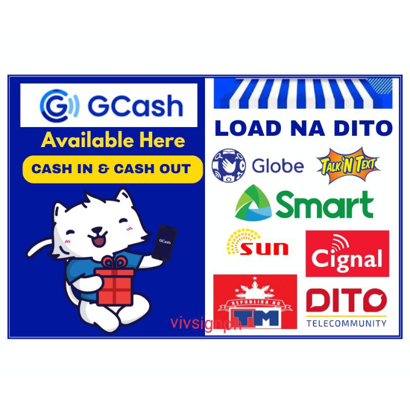 Laminated Gcash cash-in Cash-out (2n1 blue)with Eloading A4 Size ...