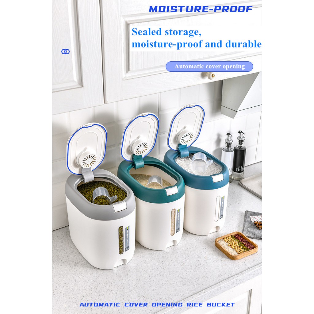 Kitchen Multi-functional Rotatable Rice Storage Box Household Rice ...