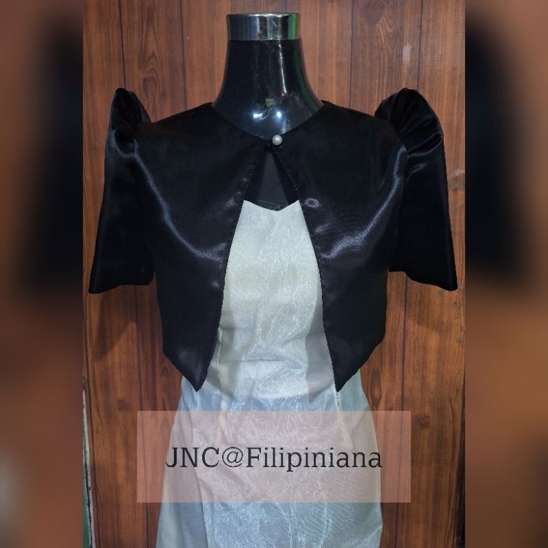 Modern Filipiniana Bolero long Satin light beige | Shopee Philippines