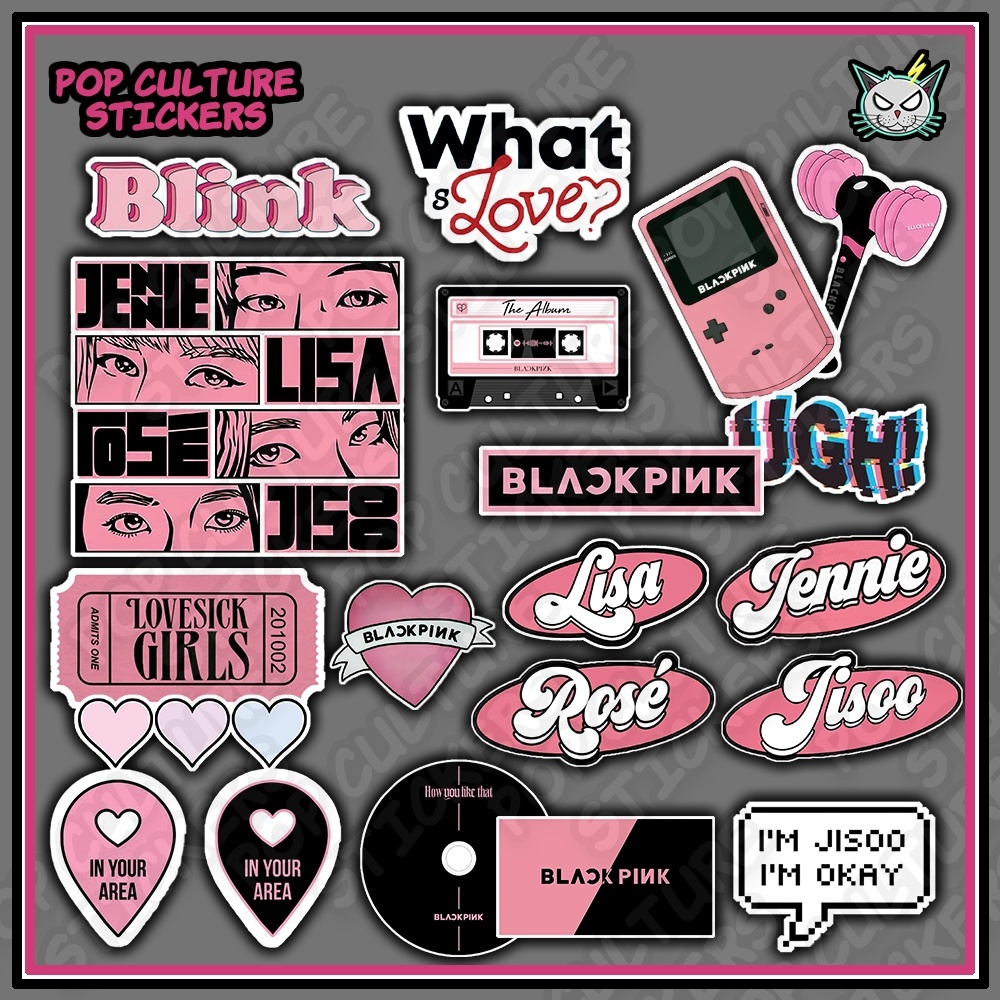 KPOP - Black Pink Cute Sticker Pack (15pcs) Tumbler.Helmet.Laptop Vinyl ...