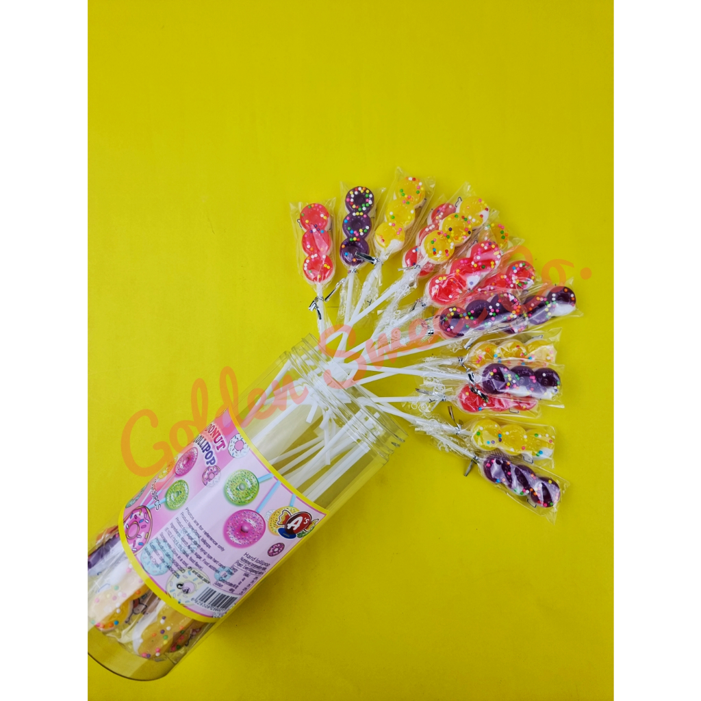 A's CANDIES VERY CUTE DONUT DESIGN SWEET DELICIOUS LOLLIPOP 30pcs/jar ...