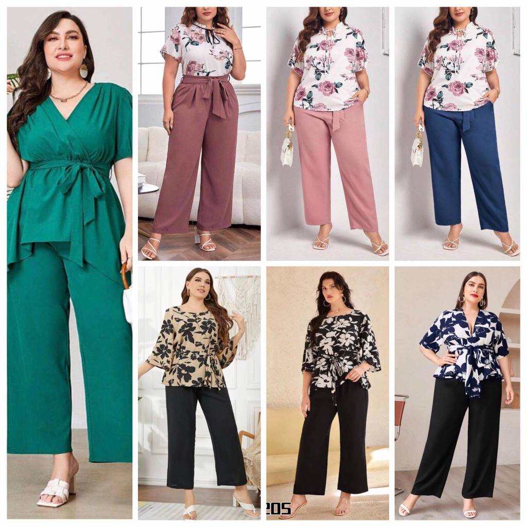 FZ plus size terno blouse and pants for women ( top and pants ...