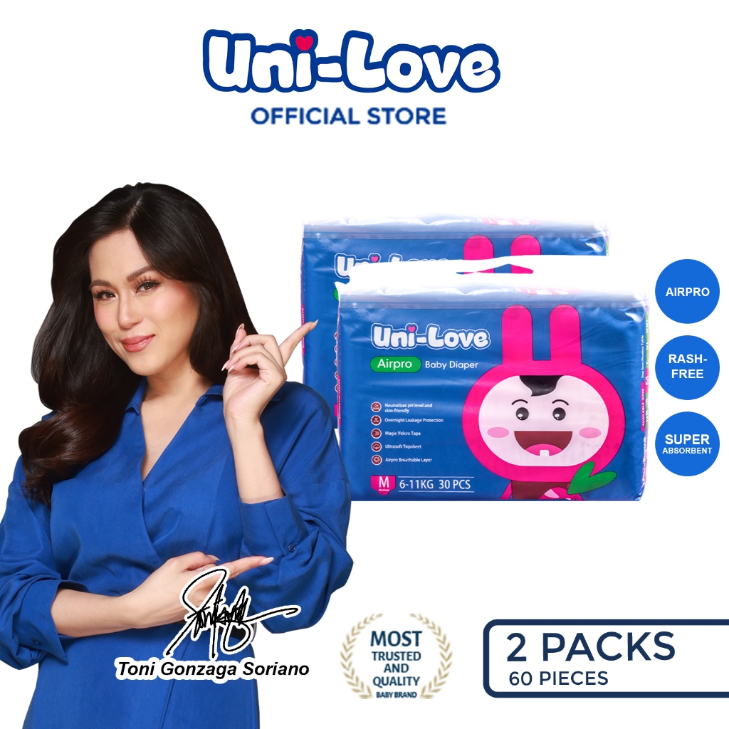 UniLove Airpro Baby Diaper 30's (Medium) x2 | Shopee Philippines