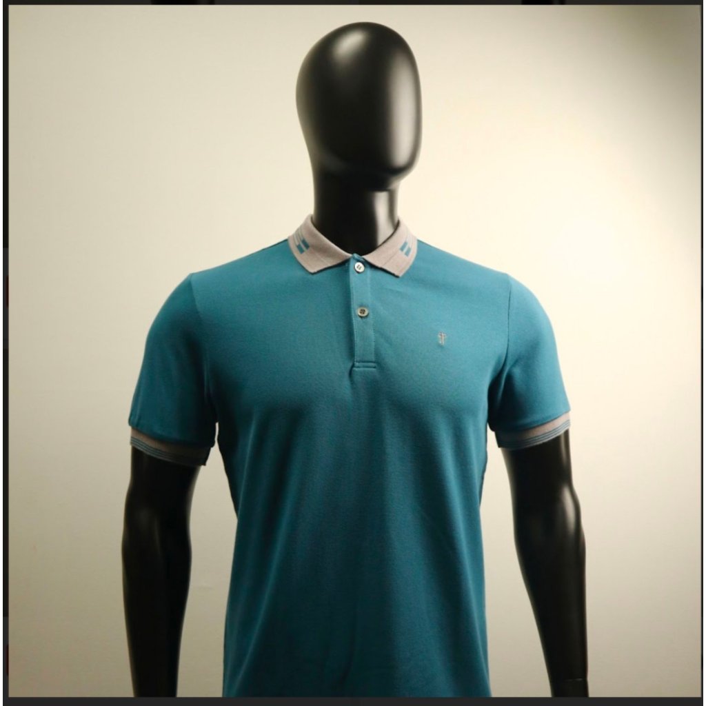 COLLEZIONE C2 Regular FIT 23MT1K068 TEAL Pique Polo Shirt Wear Men Key ...
