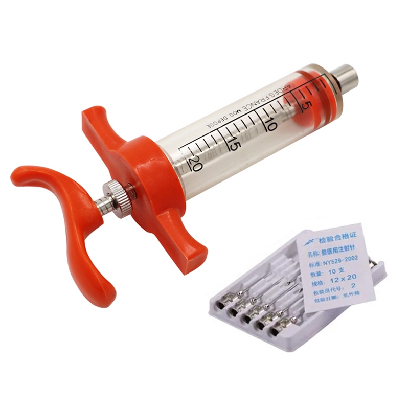 10/20/30ML Reusable Syringe with 1 Dozen Stainless Needles Veterinary ...