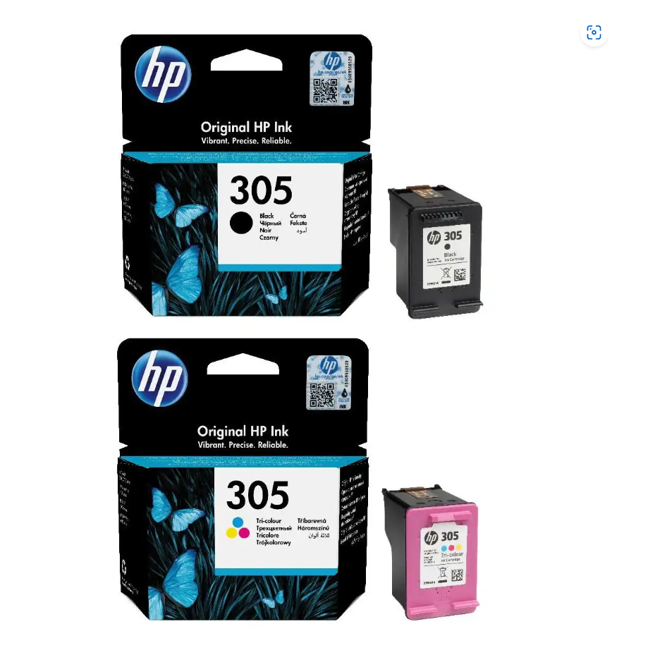 HP ink 305 Tri-color Original Ink Cartridge (3YM60AE)/HP 305 Black ...