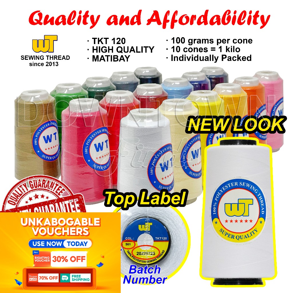 WT 3000 tkt120 SEWING THREAD Sinulid High Quality 100g per cone ...