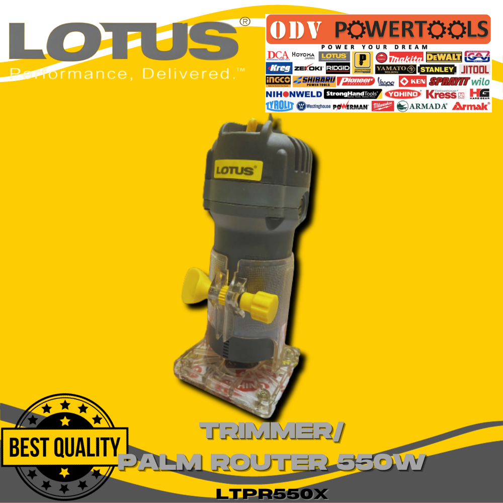 Lotus 1/4 inches 550W Trimmer/Palm Router (LTPR550X) with FREE 6 pcs ...