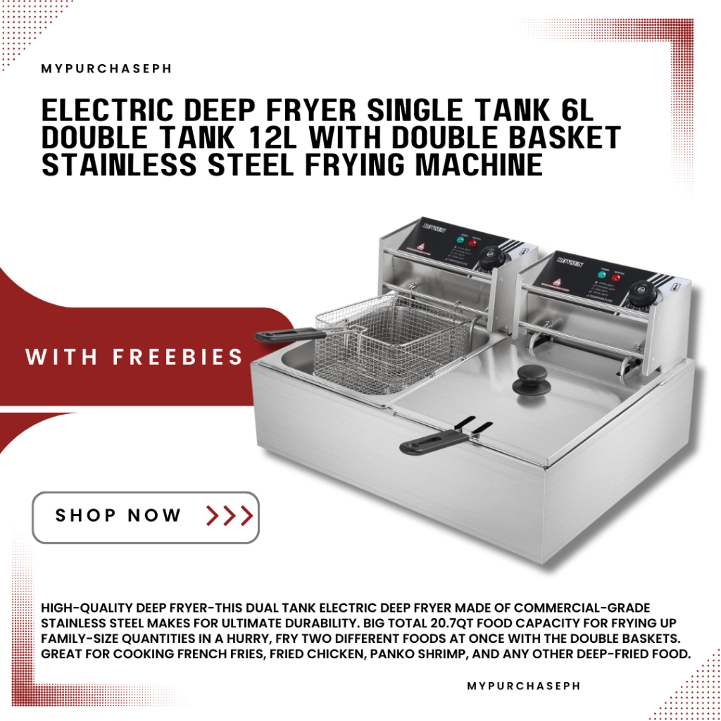Electric Deep Fryer Single Tank 6L Double Tank 12L With Double Basket ...