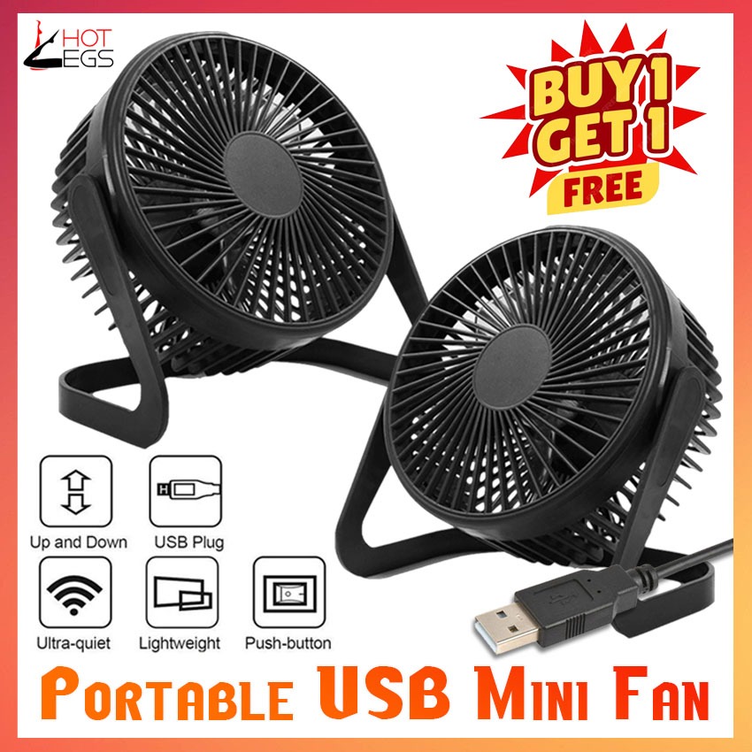 BUY 1 TAKE 1 USB Mini Table Fan Metal Mesh Body Ultra Quiet USB Desk ...