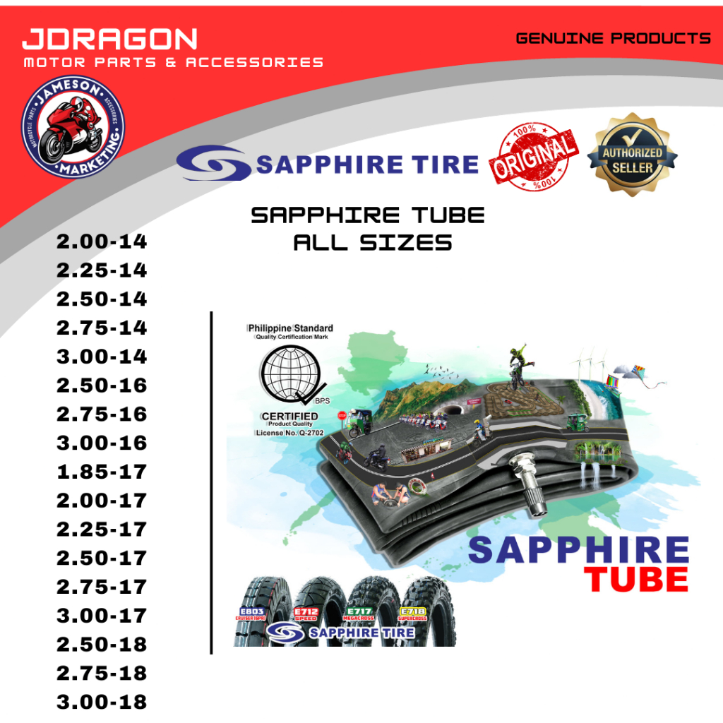 SAPPHIRE TIRE INTERIOR TUBE (ALL SIZES) | Shopee Philippines