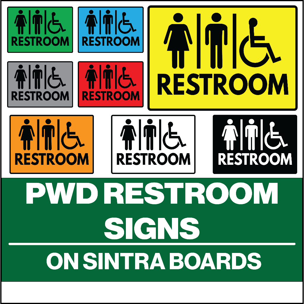 PWD Restroom Signs Men and Women Restroom Door Signs For Household and ...