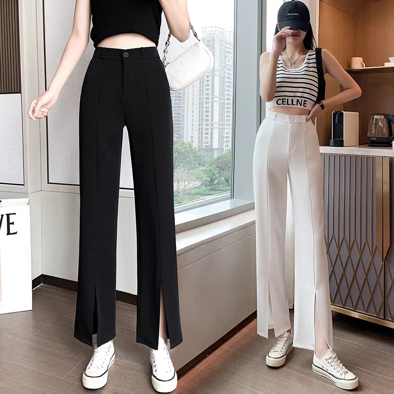 Kinwoo flared middle slit women's trouser 26-31 waist | Shopee Philippines