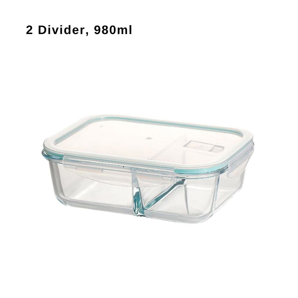 LOCAUPIN Lunch Box Glass Container with Divider Microwavable Oven Safe ...