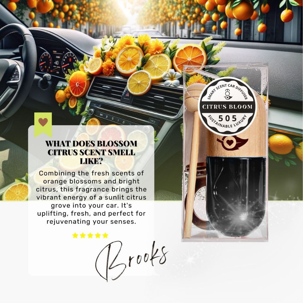 CITRUS BLOOM Car Hanging Diffuser Vent Clip Smart Scent Provides Long ...