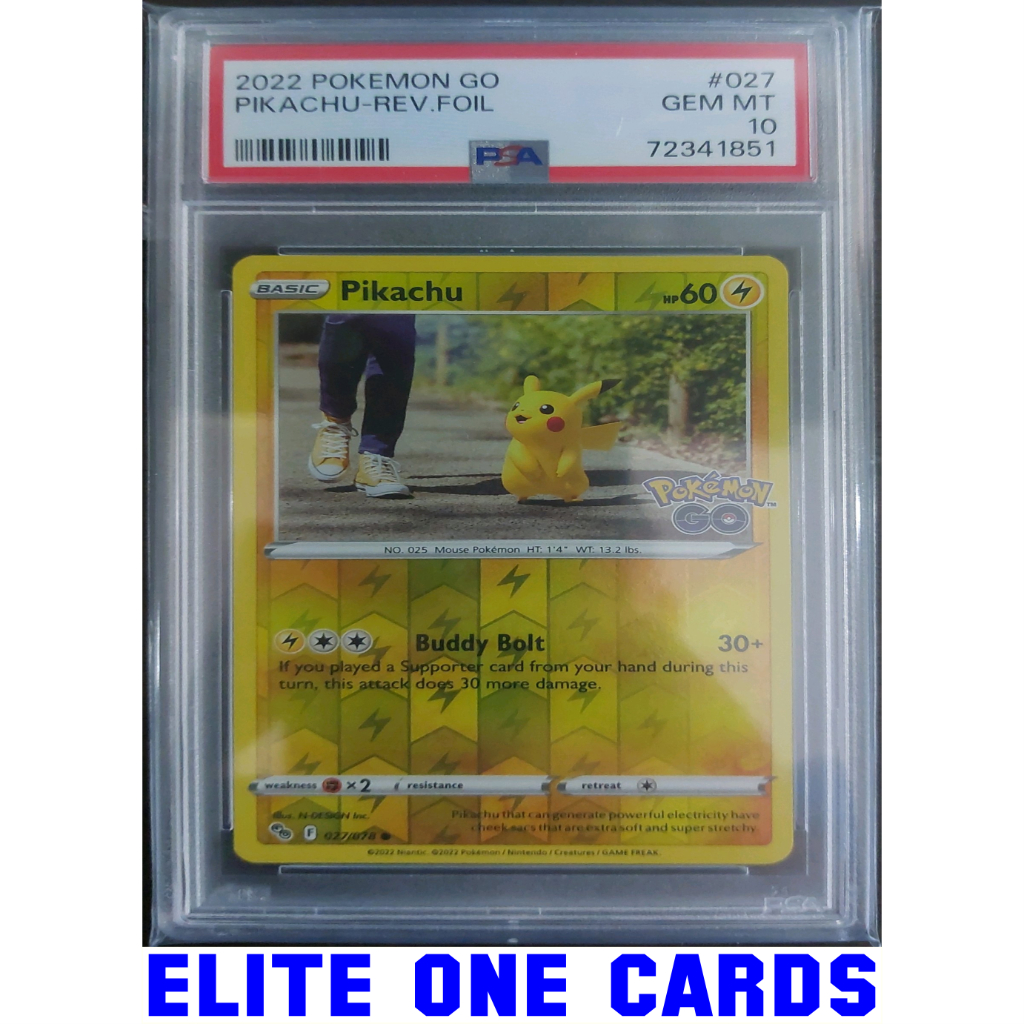 PSA 10 Pikachu #027 REVERSE-HOLO VERY LOW POPULATION Pokemon Go English ...