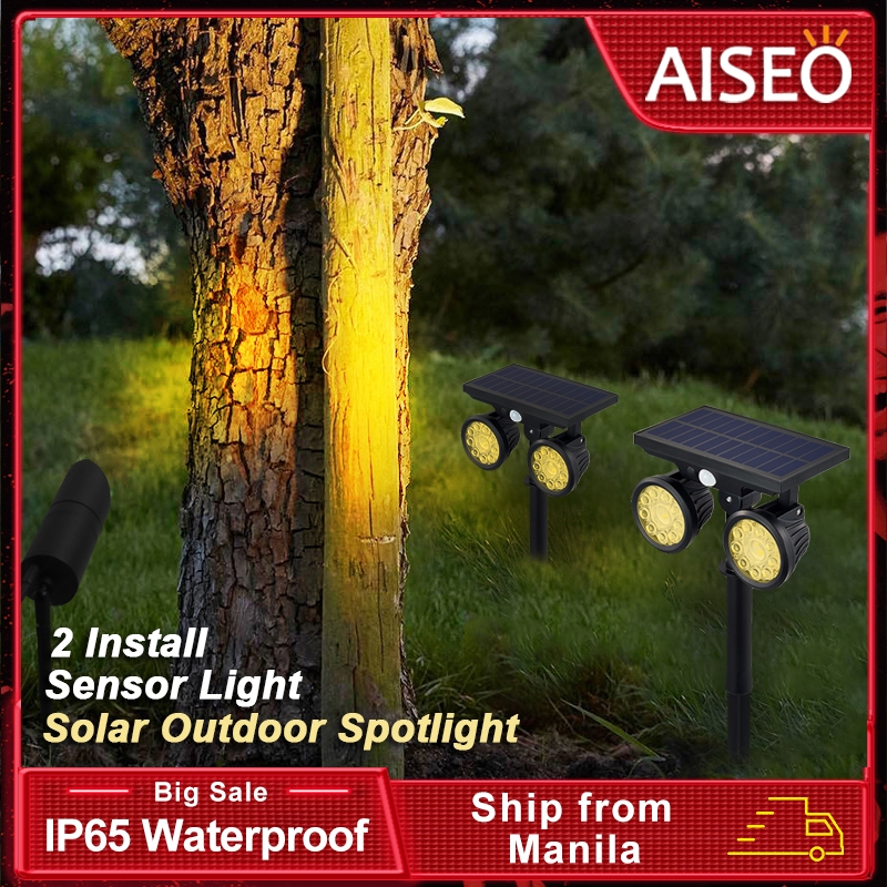 Double Headed Solar Light IP65 Waterproof Solar Powered Lawn Spotlights ...