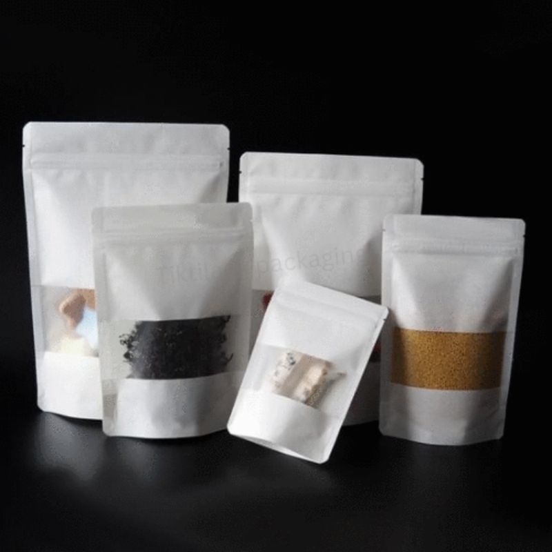SUP White Kraft Stand Up Pouch With Window And Zip Lock | Shopee ...