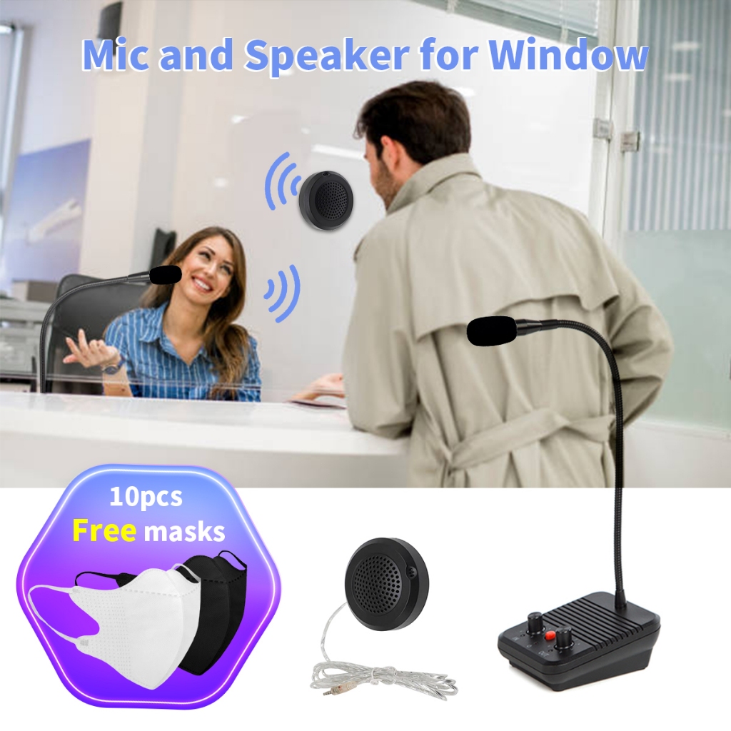 Dual Way Talk Through Store Office Window Glass Counter Window Intercom ...