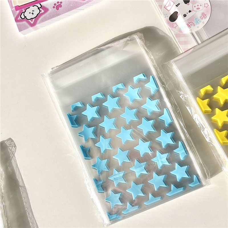 50pcs Ins Color Star Self Sealing Bag PC Toploader Transparent Opp Bag ...