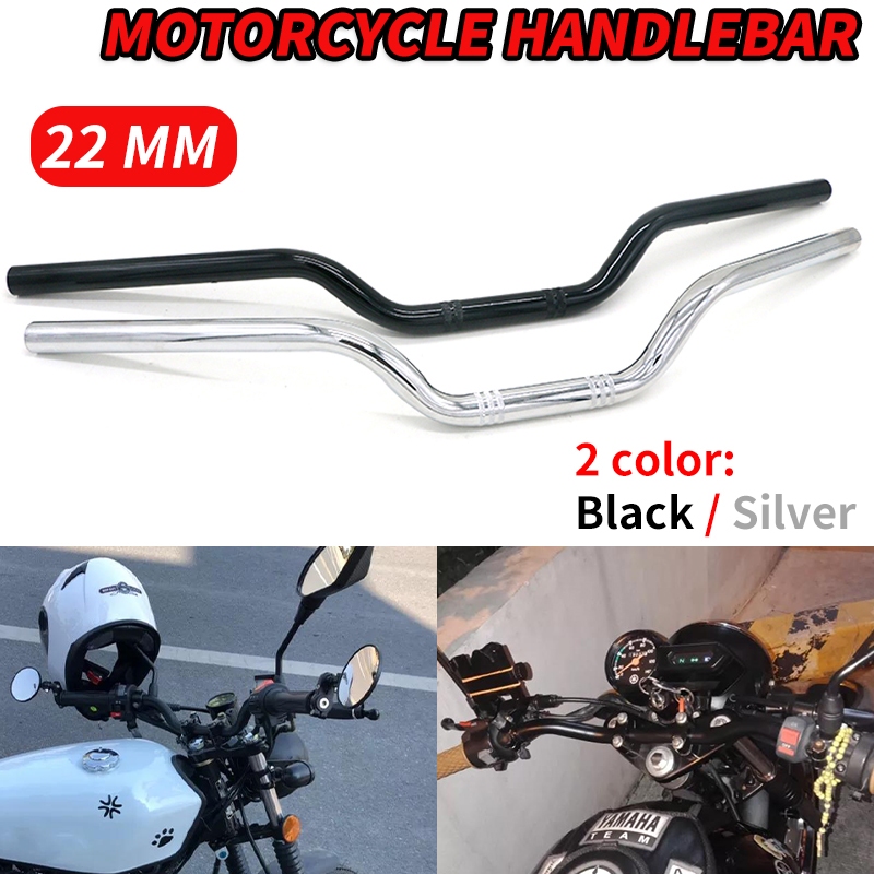 22MM Universal Motorcycle Refit Handlebar Retro Black Modified Handle ...