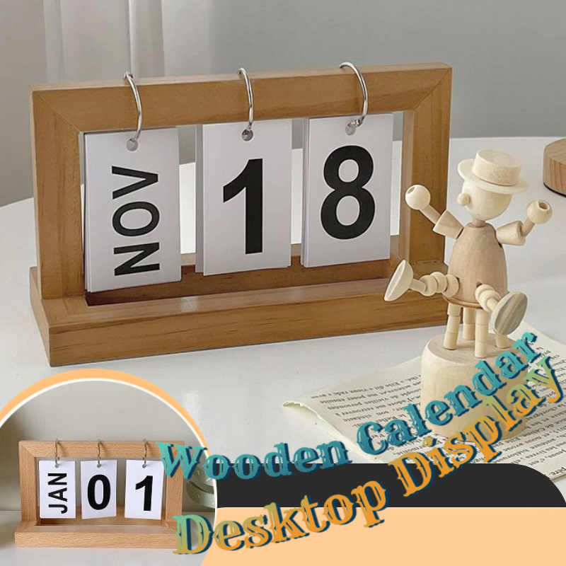 1PC Classy Page Wooden Flip Calendar Board Minimalist Desktop Table ...