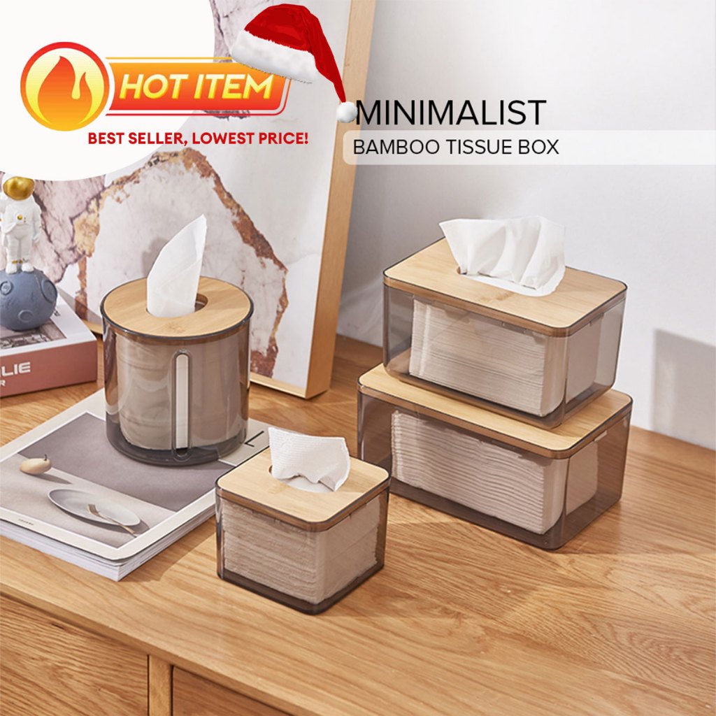 Minimalist Grey Tinted Tissue Box Dispenser with Organizer Bathroom ...