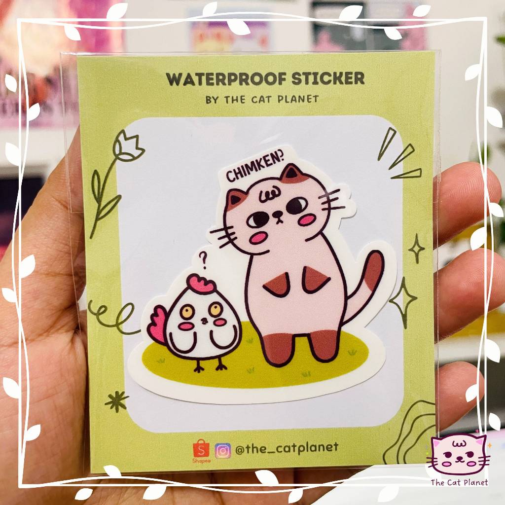 Chicken and Cat (Chimken) Cute Sticker | by The Cat Planet - Laptop ...