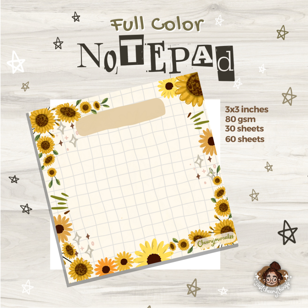 Sunflower Full Color Design Notepad 3.2" 25 / 50 sheets Notepad Memo ...