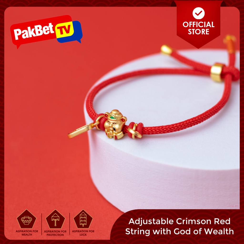 Adjustable Crimson Red String with God of Wealth | Feng Shui by PakBet ...