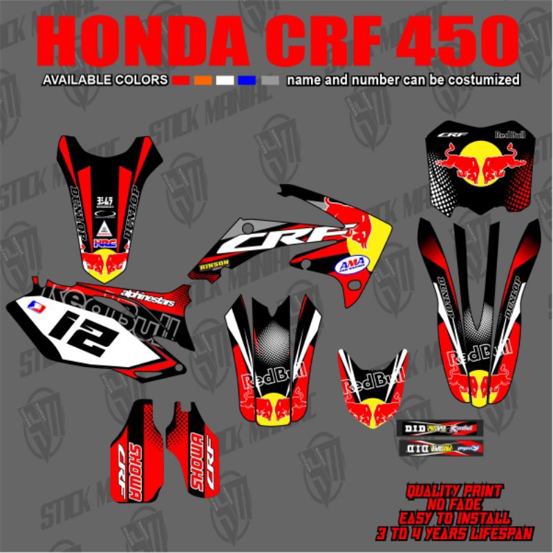 Honda CRF 450 decals sticker, laminated | Shopee Philippines