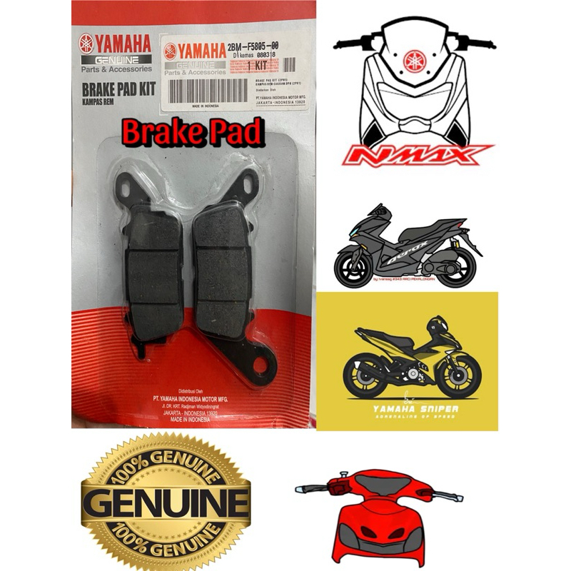 YAMAHA GENUINE BRAKE PAD FOR NMAX, AEROX, SNIPER, M3 and MIO with FREE ...