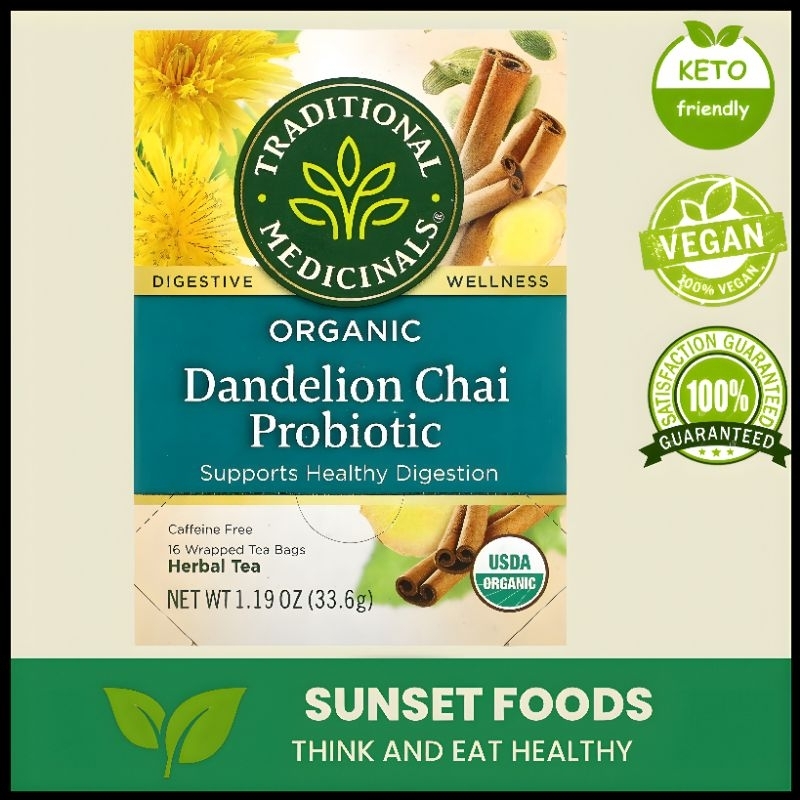Traditional Medicinals Organic Dandelion Chai Probiotic 16 tea bags (33 ...